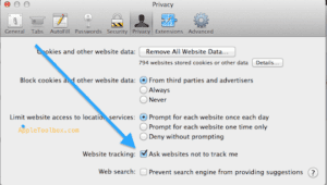 Safari Do Not Track settings - AppleToolBox