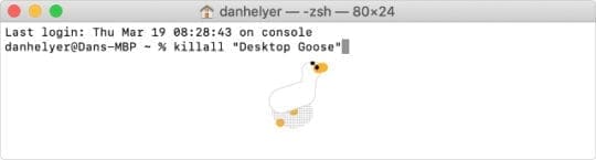 How to quit or completely remove Desktop Goose on a Mac