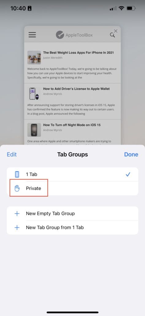 How to Use Private Browsing Mode on iOS 15 - AppleToolBox