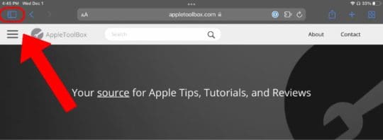 How to Close the Bookmarks Sidebar on iPad - AppleToolBox